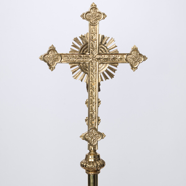 Solid BRASS CHURCH PROCESSIONAL CROSS WITH POLE #5RBC RAYS, *NO BASE ...