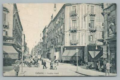 Quattro Canti CATANIA Sicily ~ Antique Italy Postcard Stamp Cover to ...