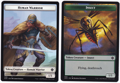 MTG Commander Starter 2022 Two-Sided Token Human Warrior #006 Insect ...