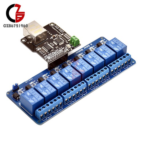 RJ45 Port Ethernet Control Module with 8-Channel Relay LAN WAN Network ...