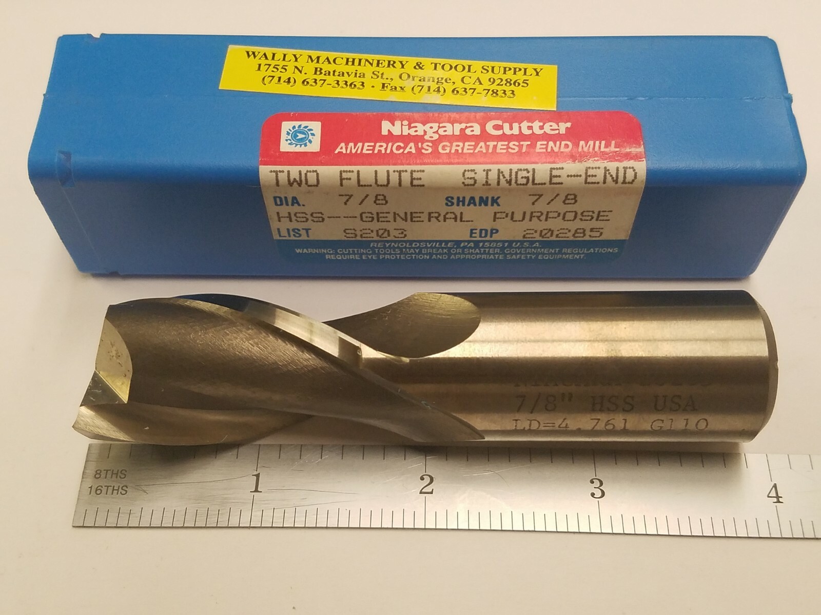 NIAGARA CUTTER - HSS 2FL SE GENERAL PURPOSE END MILL 7/8" X 7/8" #12B ...