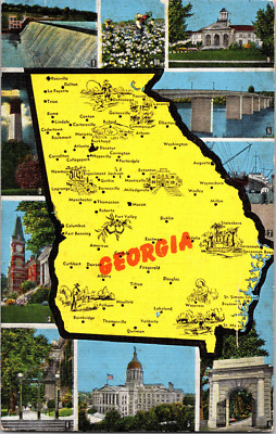 Georgia Landmarks And Map Greetings, Vintage Postcard (B10) | eBay