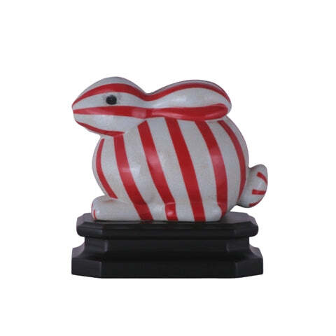 Cute Striped Red and White Porcelain Bunny with Stand | eBay