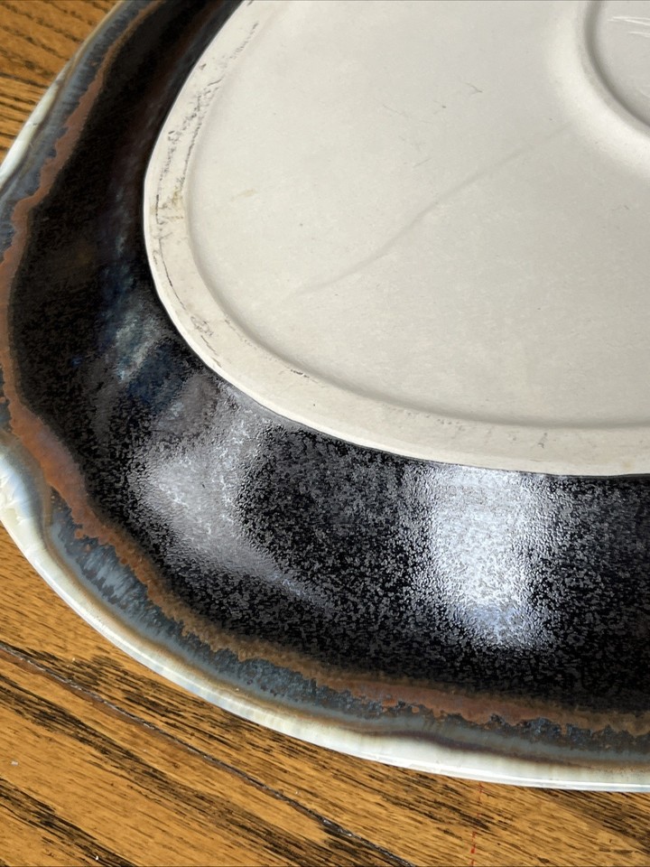 Bill Campbell Art Pottery Platter 17” Oval Flambeaux Crystalline Signed ...