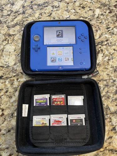 Nintendo 2DS Blue &Black Console W/ Case, Games, No Charger Tested ...
