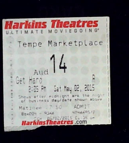 Get Hard Movie Ticket Stub Harkins Theaters Tempe Kevin Hart Comedy 5/2 ...