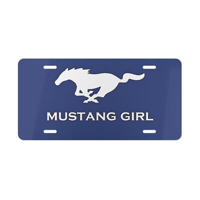 Vanity License Plate, Mustang Girl, Blue Car Tag For Ford | eBay