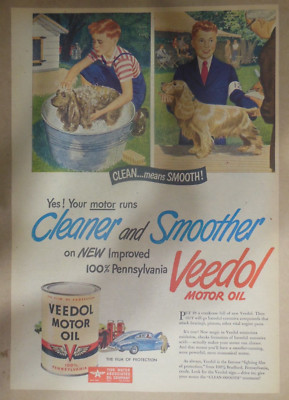 Veedol Motor Oil Ad: Cleaner and Smoother ! from 1940's Size: 11 x 15 ...