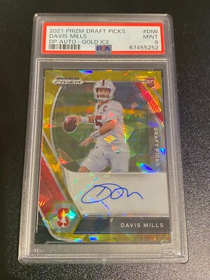 2021 Prizm Draft Picks Davis Mills Auto Gold Ice PSA 9 Houston Texans ...