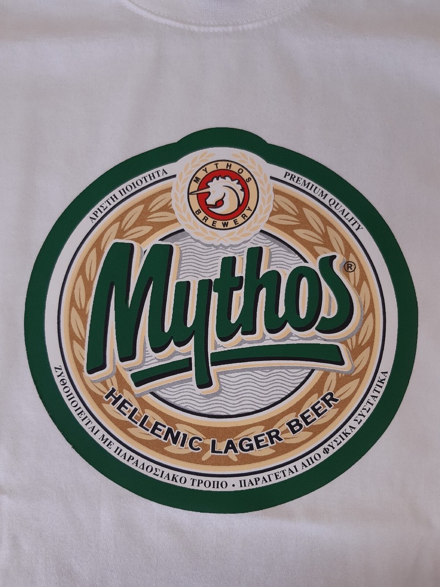 Mythos Beer Logo Drink Label: Mythos Hellenic Lager Beer (Mythos
