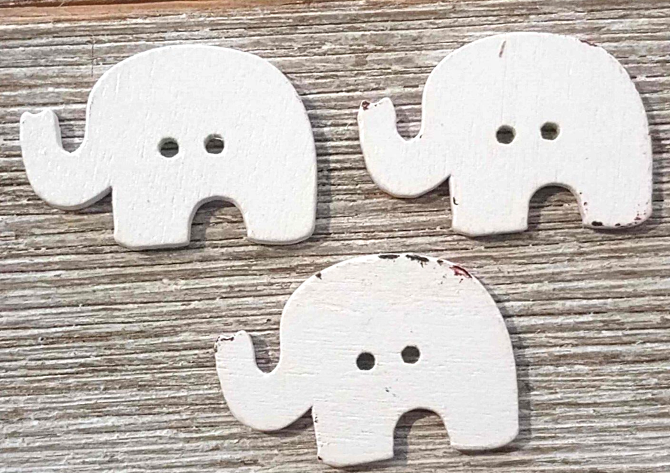 3 Green Elephant Flower Buttons Sewing Crafting Wood 2 Hole 1 1/8" | eBay