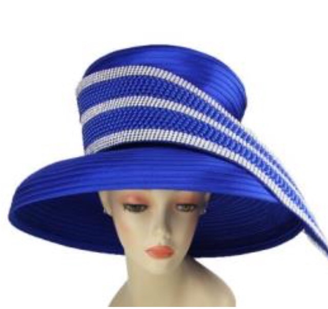 Royal Blue Women Church Hats Royal Blue Louise D.Patterson Couture By