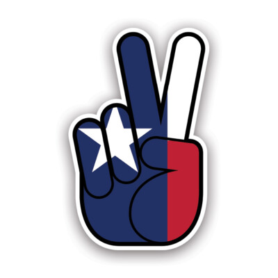 Texas State Shaped Peace Sign Sticker Decal - Weatherproof - v hand ...