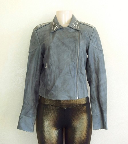 GUESS Women’s Tiesto Studded Leather Jacket – Moss Green sz S | eBay