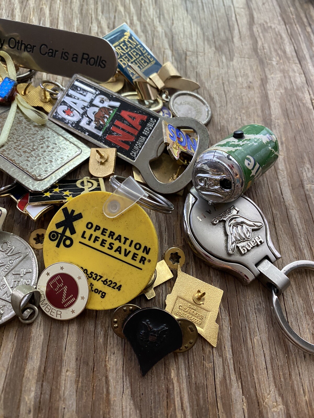 Junk Drawer Lot Vintage Lapel Pin Keychain Key Ring Fob Pinback | eBay