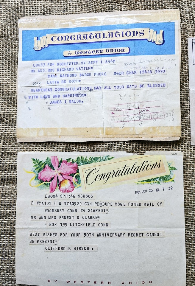Vintage 3 Telegrams From 1940-1961 Western Union Telegraphs | eBay