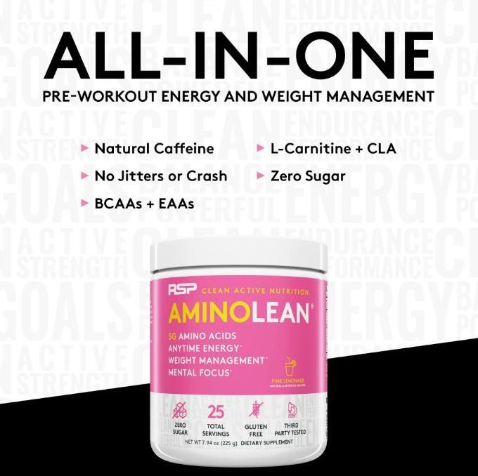 RSP Nutrition AminoLean Energy Pre Workout Powder 5g Vegan Amino Acids ...