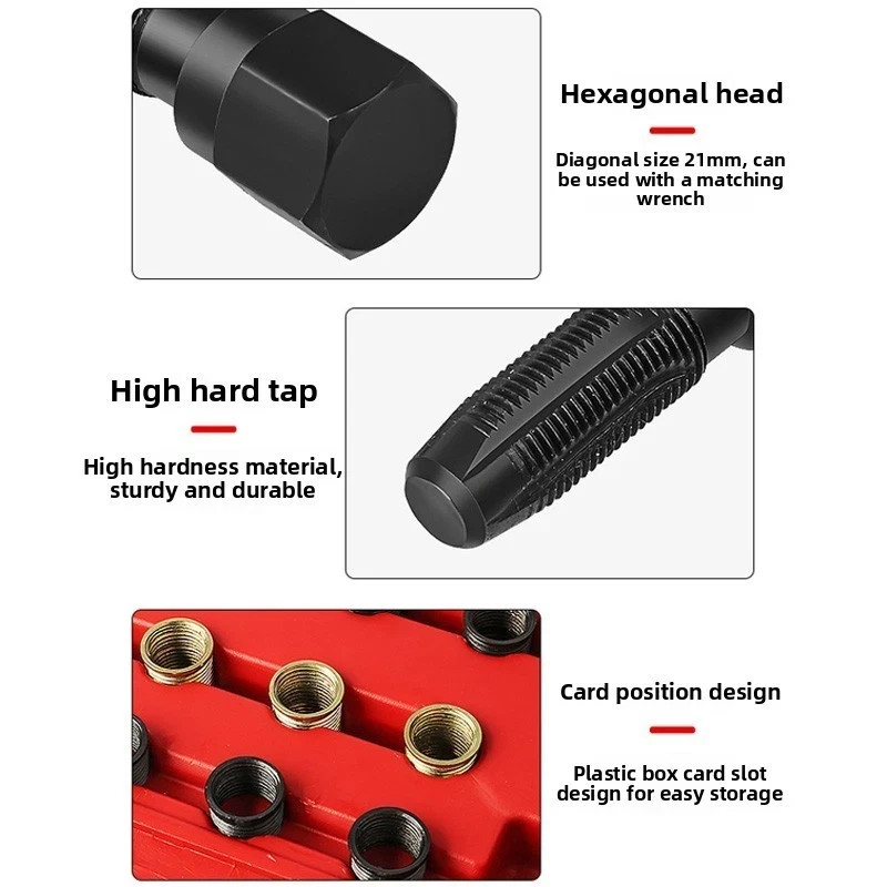 16pc Spark Plug Thread Repair Rethreading Tool Kit M16 Threaded Coil ...