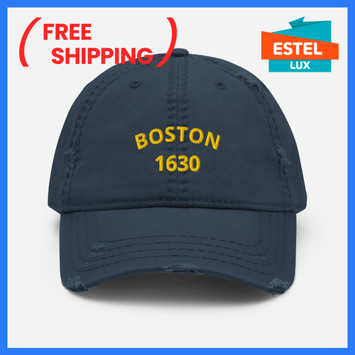 Vintage Boston Cap Cotton Baseball Cap Embroidered Pattern Distressed ...