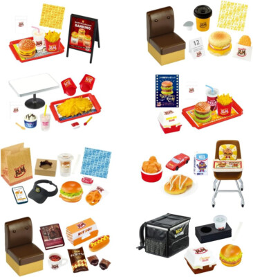 RE-MENT Petit Sample Series Burger Shop R&M 8pcs Full Complete Set BOX ...