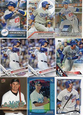 9-adrian gonzalez card lot nice mix 7-dodgers 2-marlins reprint rc | eBay
