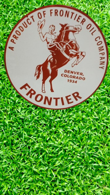 Frontier Oil Co Porcelain Enamel Heavy Metal Sign 30 Inches Double Side ...