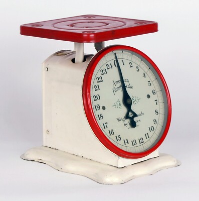 Vintage Red/White American Family Scale Co. 25 lbs Household Scale | eBay