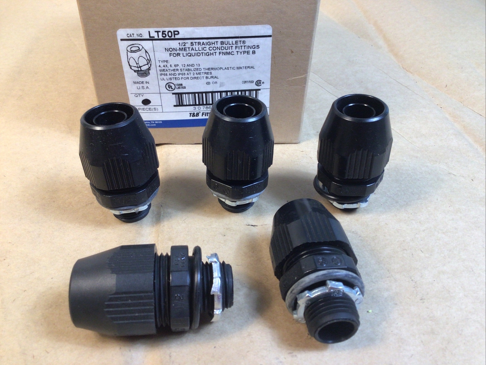 LT50P, Thomas & Betts, 1/2 Straight Bullet Connector , Lot of 5 | eBay