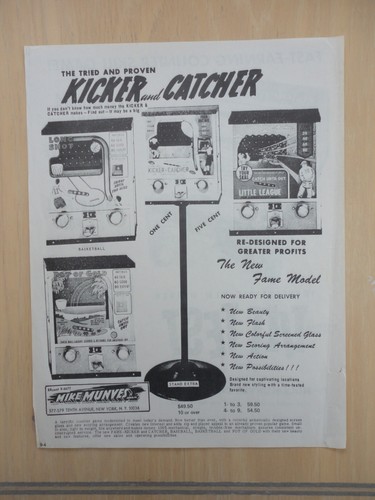 Kicker and Catcher Arcade Machine Flyer Mike Munves Original Brochure ...