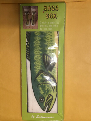 Vintage Bass Theme Fish Socks - One Size Fits All - NOS Salamander U.S ...