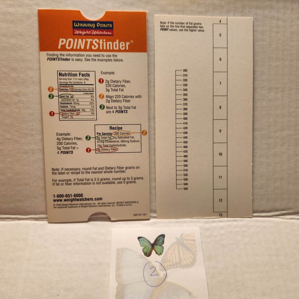 Weight Watchers / WW 2000 - 2001 Winning Points Finder Slide Slider ...