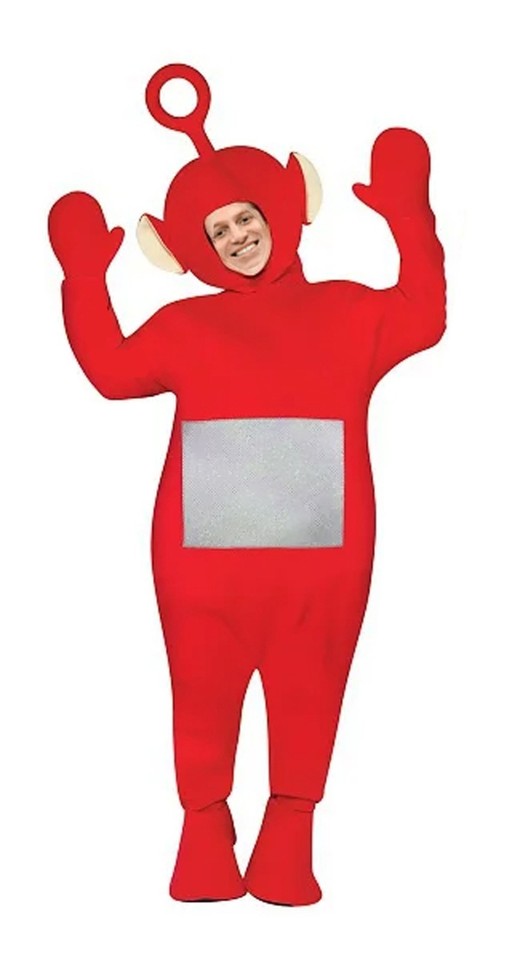 Adult 90s Tubby Costume Deluxe TV Tele Television Tubbies Fancy Dress ...