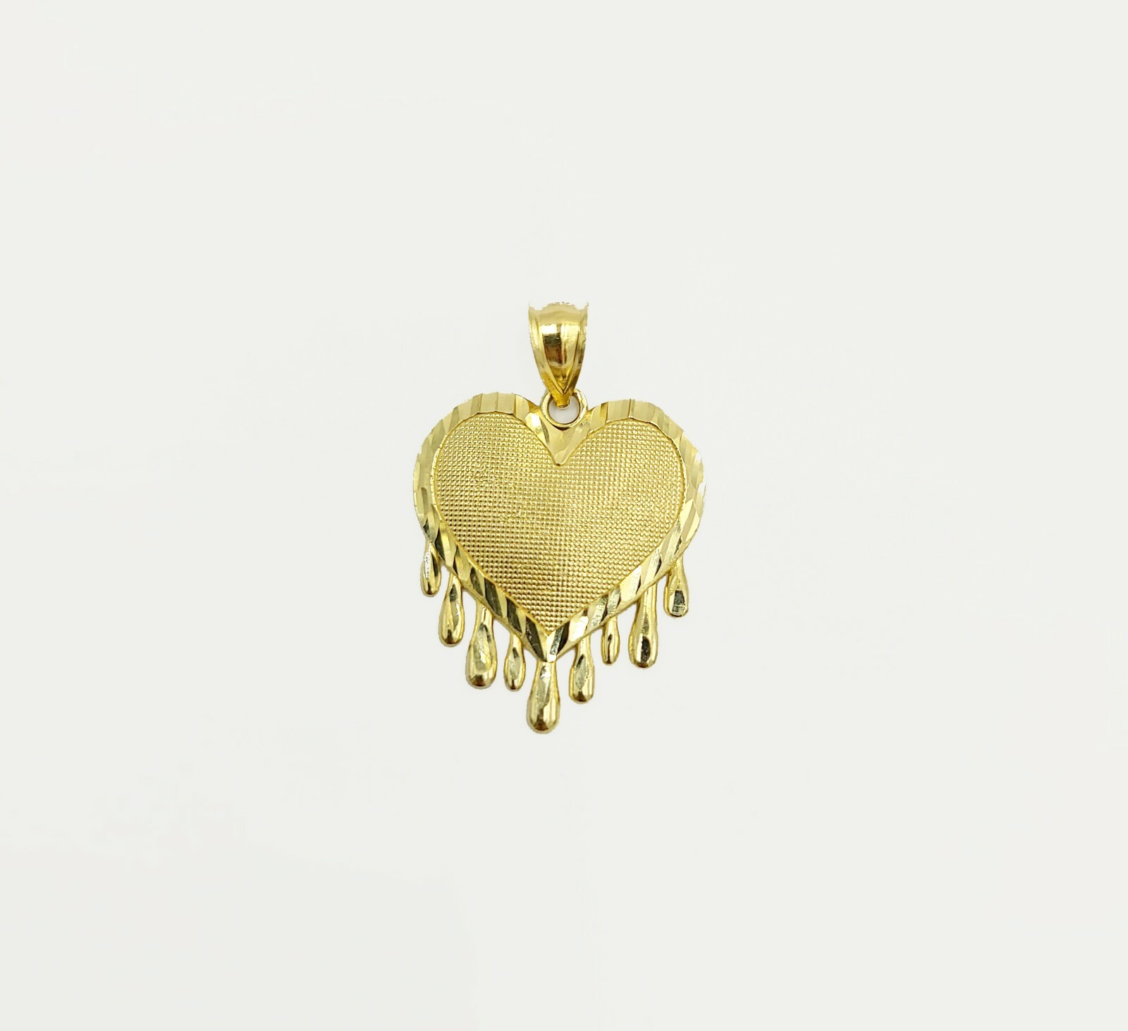 Real Gold Ladies Dripping Heart Pendant 1" Charm Genuine 10k Yellow ...