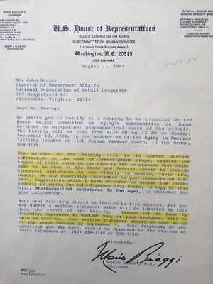 Signé Tapé Lettre De AMÉRICAIN Rep .mario Biaggi (Ny) Pour John Rector ...