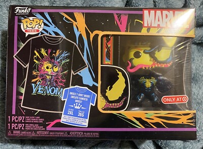Funko POP Venom Eddie Brock Blacklight Exclusive Pop and Tee box set ...