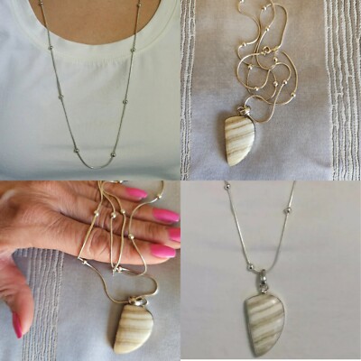 Sterling Silver Chain with Agate Pendant | eBay