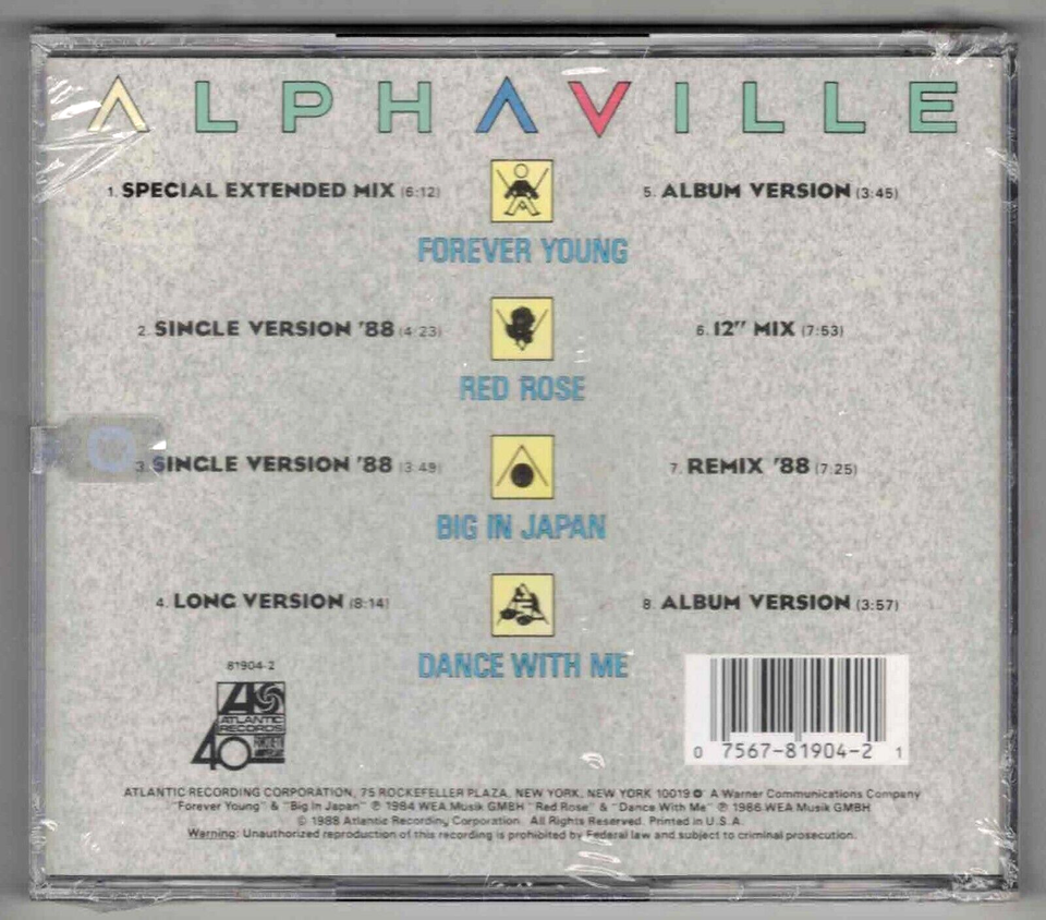 ALPHAVILLE The Singles Collection Original 1988 Atlantic Records SEALED ...