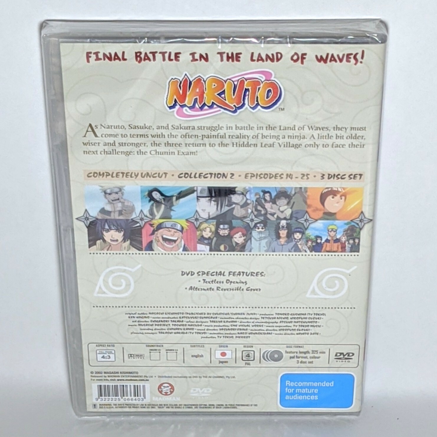 Naruto DVD Collection 2 episode 14 to 25 PAL 3 Discs Sealed NEW ...