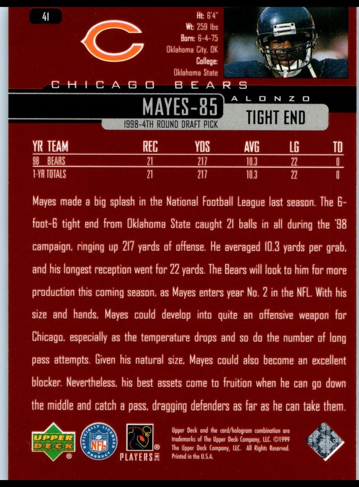 1999 Upper Deck #41 Alonzo Mayes Near Mint | eBay