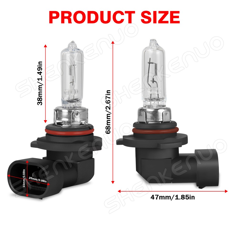 9005 Halogen Headlight Bulbs High Beam 100W 4000LM Bright 6000K White ...