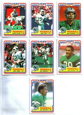 1984 Topps USFL #125-131 WASHINGTON FEDERALS Football Team Set with ...