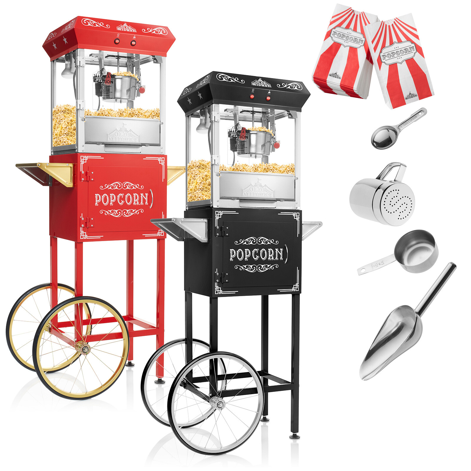 Vintage Style Popcorn Machine Maker Popper with Cart and 4-Ounce Kettle ...