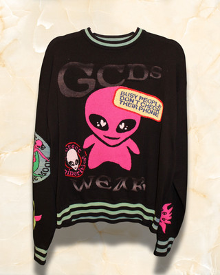 UNIQUE! GCDS Wirdo Knit Sweater | Black Small | Designer Jumper ...