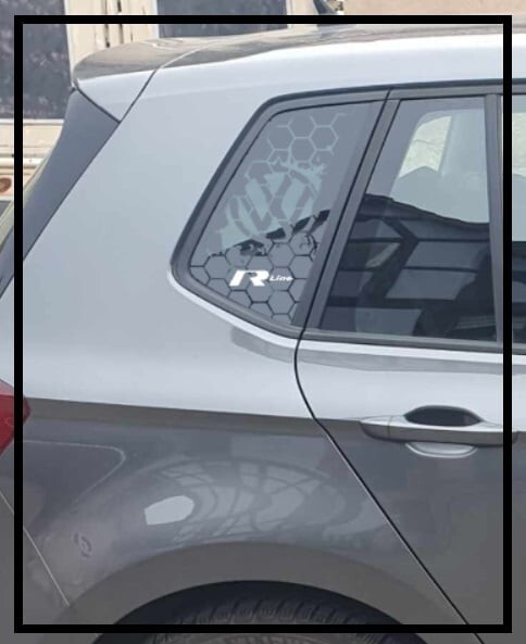 2x Stickers nid D'abeille Golf 7 Sportsvan Vitres Arrière R-LINE ...