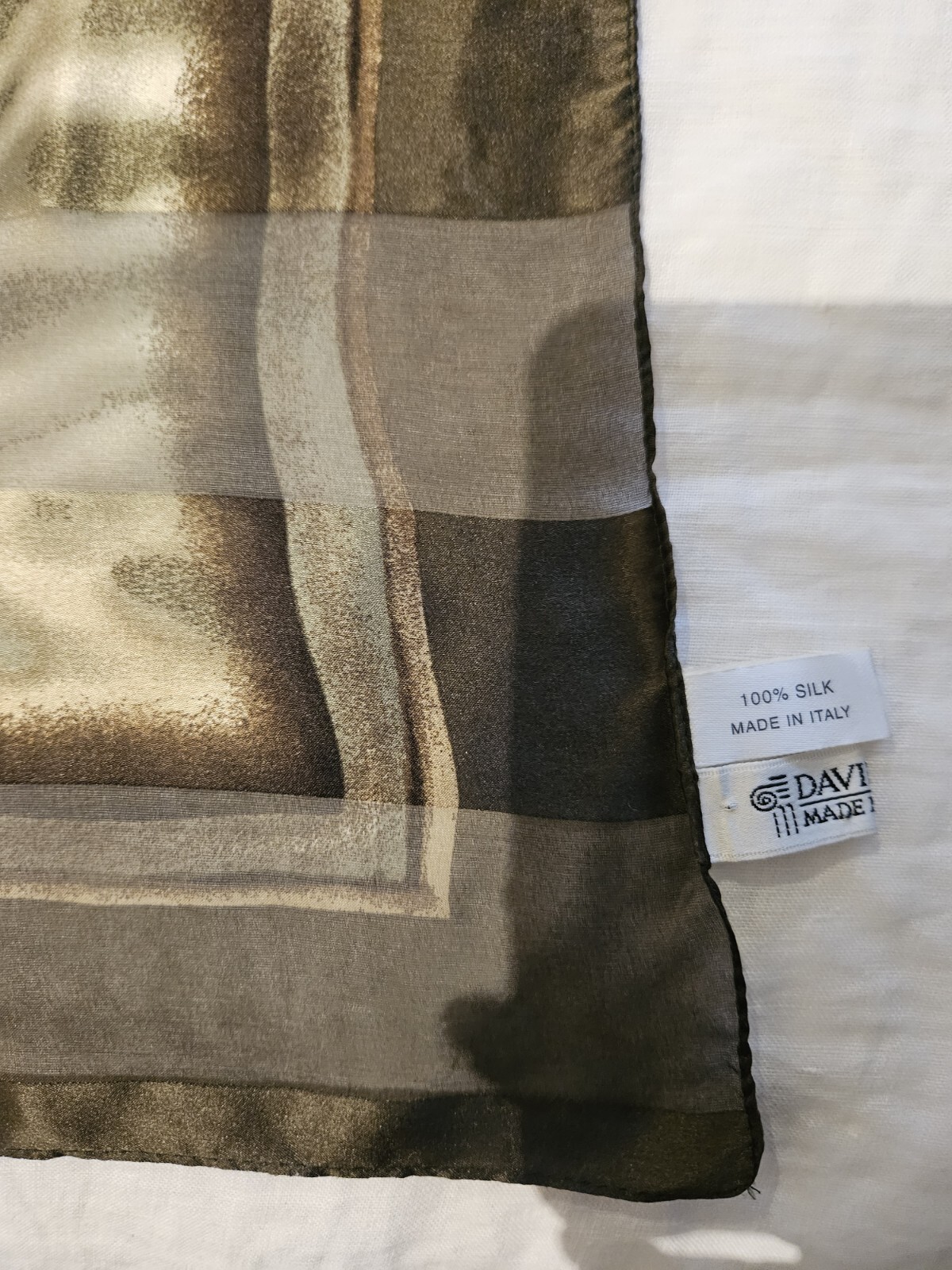 Large DAVID JONES Silk Square Scarf Animal Print Khaki Green Brown ...