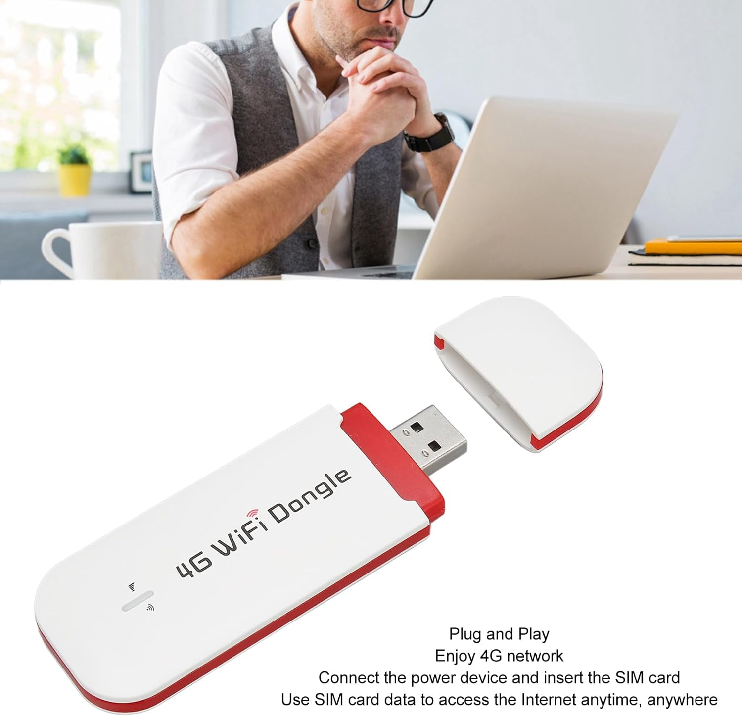 4G LTE USB Wifi Modem Portable 4G Router with SIM Card Slot High Speed ...