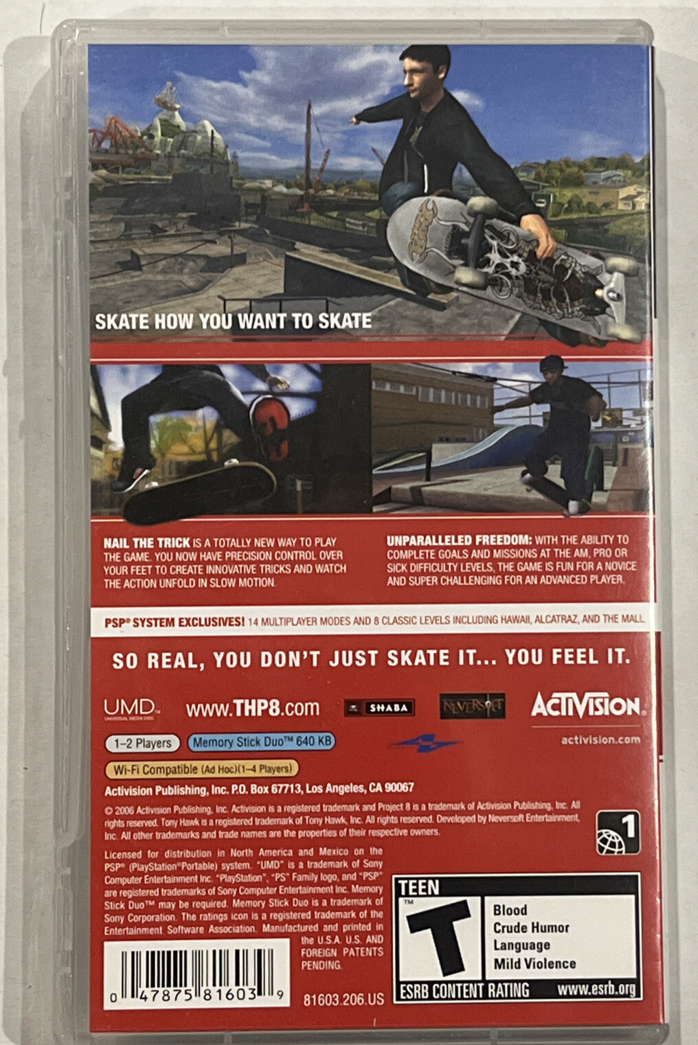 Tony Hawk's Project 8 PSP Sony Black Label Complete with Manual | eBay