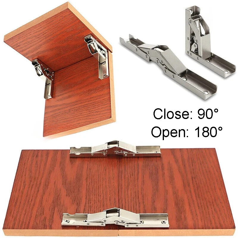 4x Self Locking Shelf Hinges Foldable 90 & 180 Degree Half or Full ...