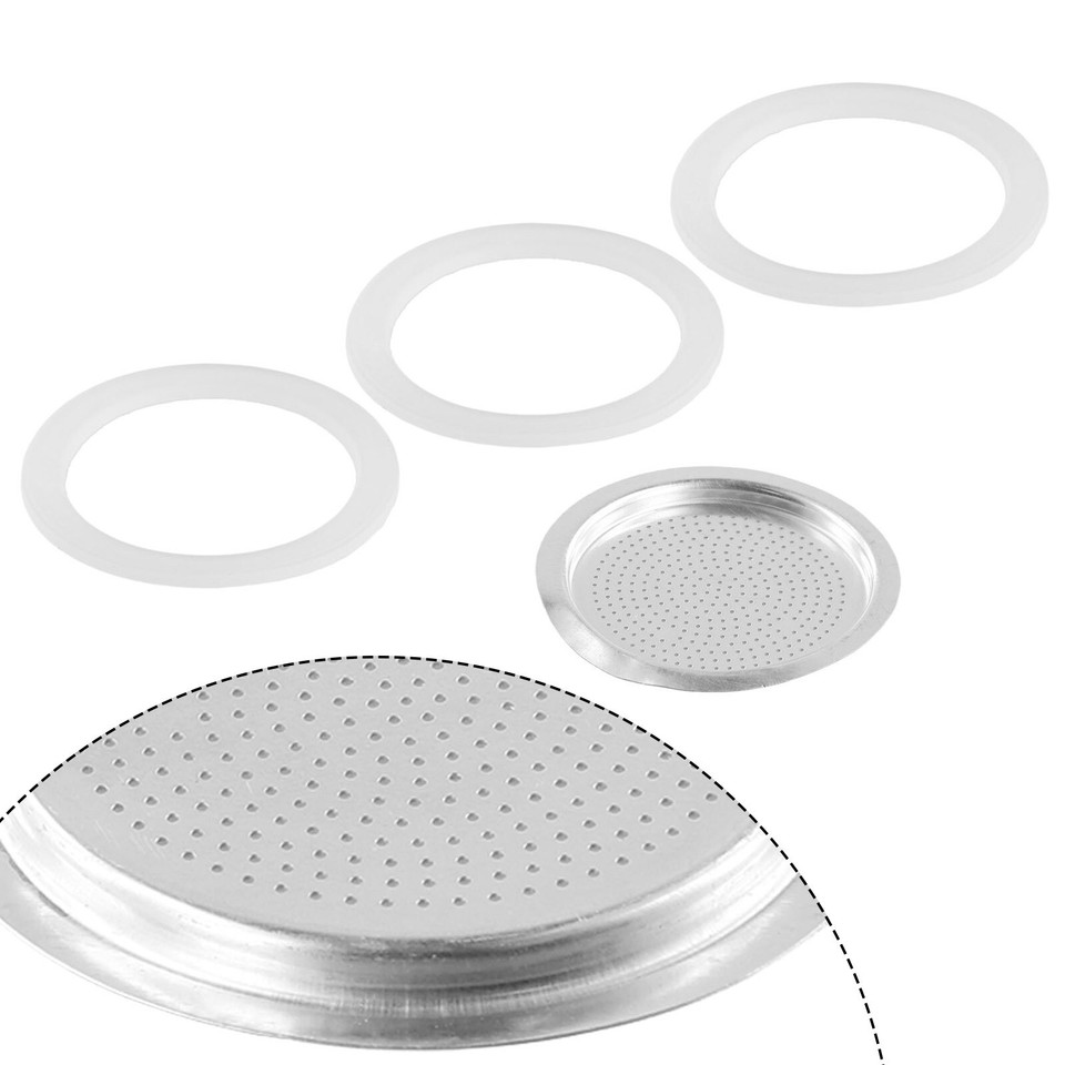 3 Silicone Seals +1 Aluminum Filter For Espresso Pot Moka Pot ...