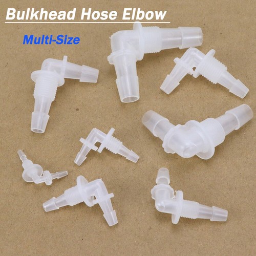 Bulkhead Hose Elbow Fittings Plastic Barbed Threaded Pipe Connector ...